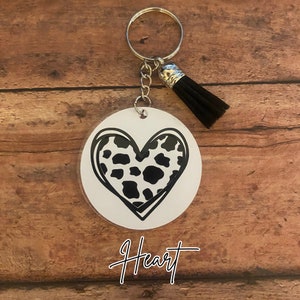 Cow Print Keychain Cow Print Keyring Cow Print Acrylic Keychain Cow ...