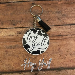 Cow Print Keychain Cow Print Keyring Cow Print Acrylic Keychain Cow ...