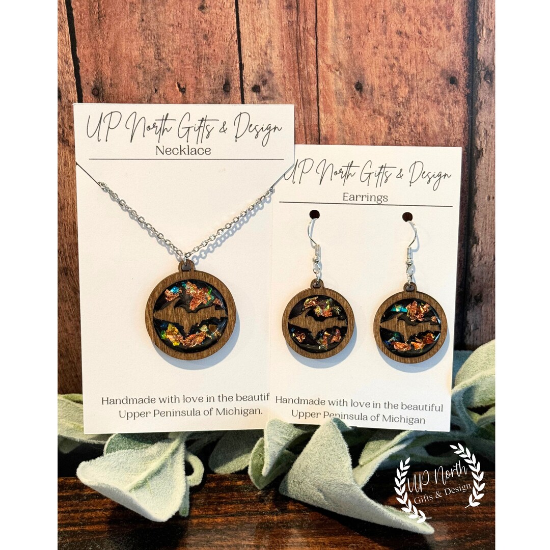 Upper Michigan Yooper Wood and Resin Necklace and Earring Set With ...