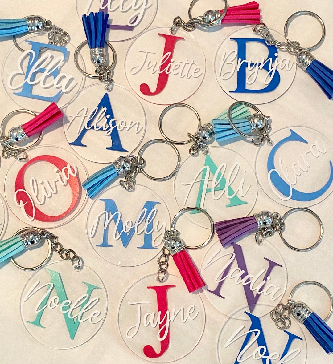 Monogrammed Name Keychains With Tassel, Backpack Tags, Gift Name Tags ...