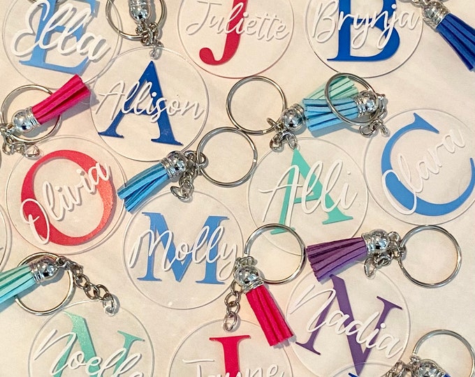 Personalized Acrylic Keychain With Colorful Tassel, Personalized Gifts ...