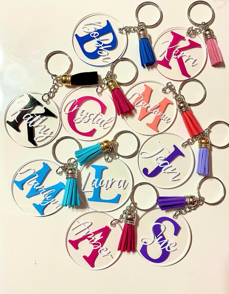 Monogrammed Name Keychains With Tassel - Etsy