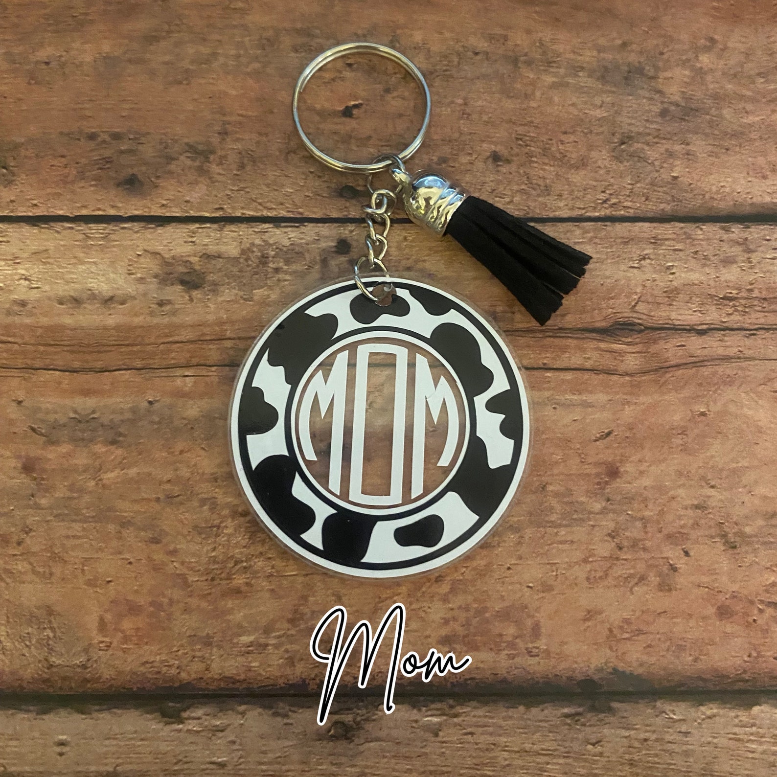 Cow Print Keychain Cow Print Keyring Cow Print Acrylic Keychain Cow ...