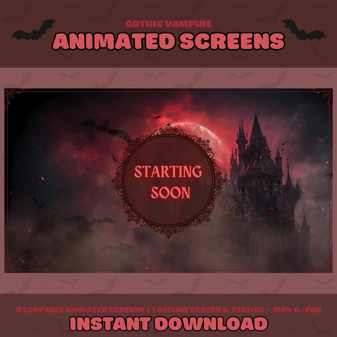 Gothic Vampire Castle Twitch Overlay Pack: Animated Stream Screens ...