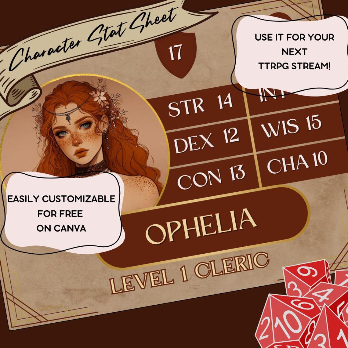 Editable Ttrpg/dnd Character Stat Sheet | Printable & Digital Dnd 5e ...