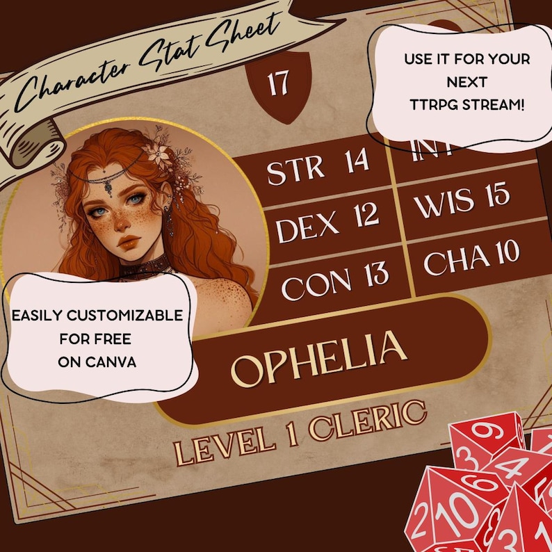 Editable Ttrpg/dnd Character Stat Sheet | Printable & Digital Dnd 5e ...