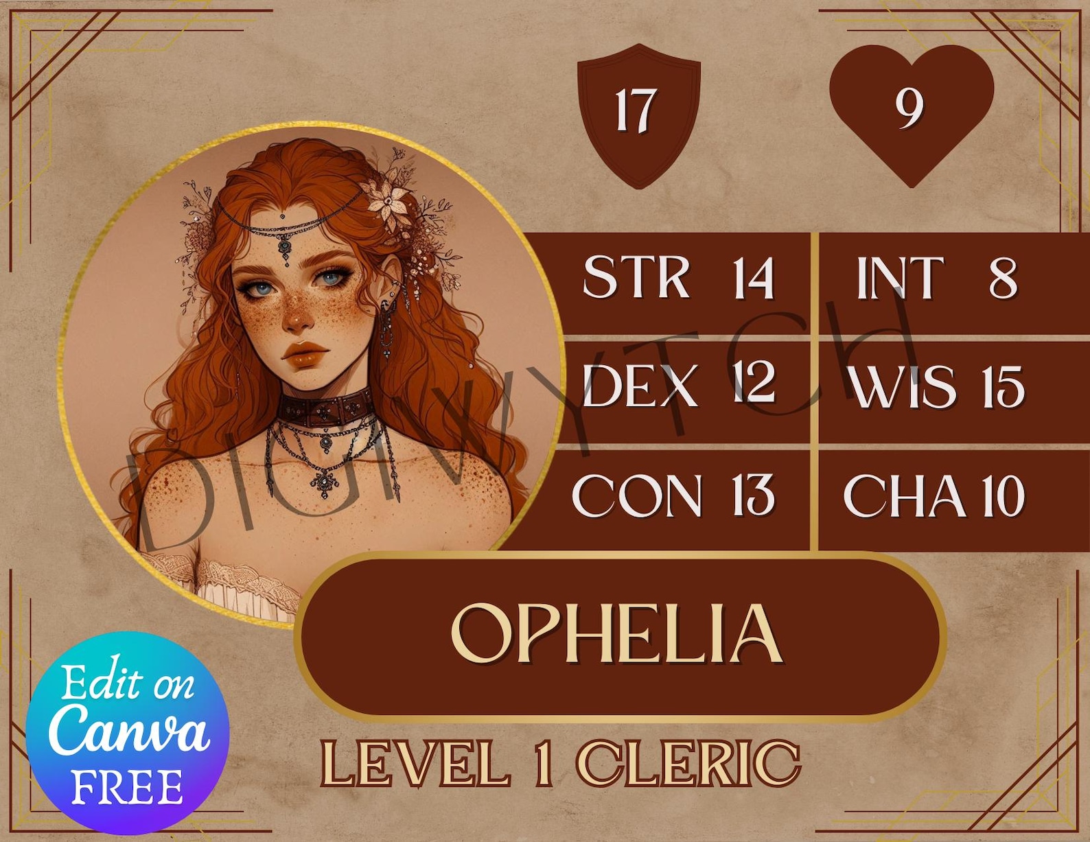 Editable Ttrpg/dnd Character Stat Sheet | Printable & Digital Dnd 5e ...