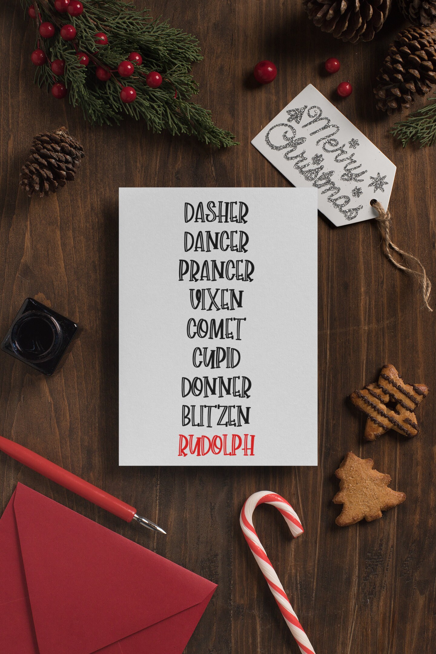 Reindeer Names Svg, Rudolph, Dasher, Dancer, Prancer, Christmas, Santa ...