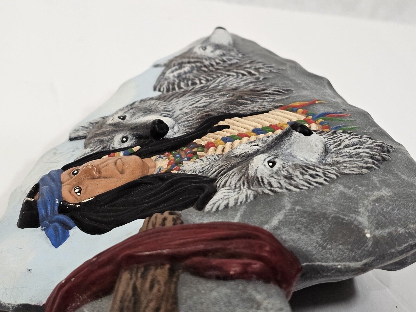 11 Vintage Ceramic Bisque Arrowhead Hand Painted Native American Wolves ...