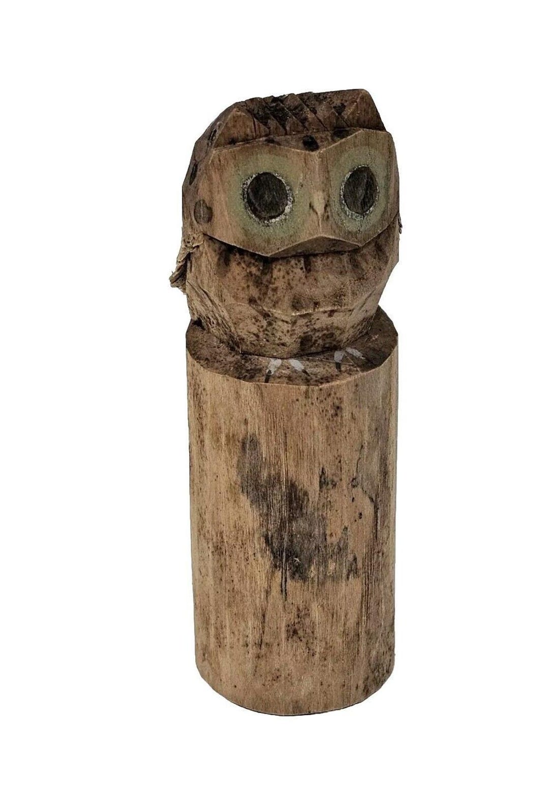 Japanese Folk Toy Sasano Ittobori Wood Carved Owl Hand Painted Mid ...