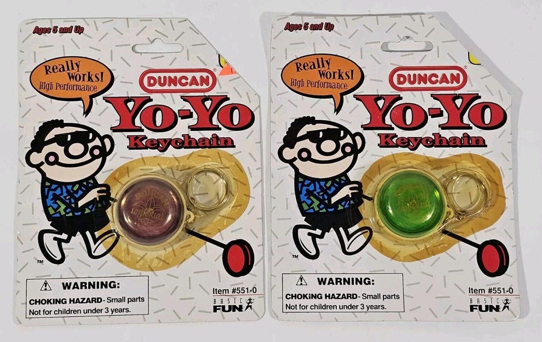 2 Duncan Imperial Red & Purple YO-YO Keychain Keyring Toy Mini 1998 NEW ...