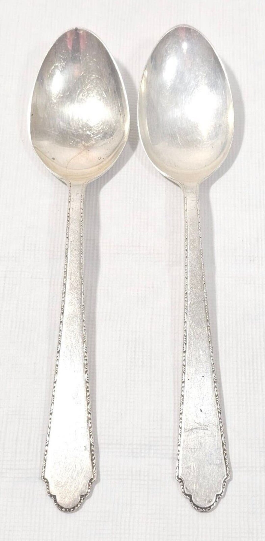 2 Treasure Pat. 1921 Sterling Silver Teaspoon 6 William & Mary Style ...