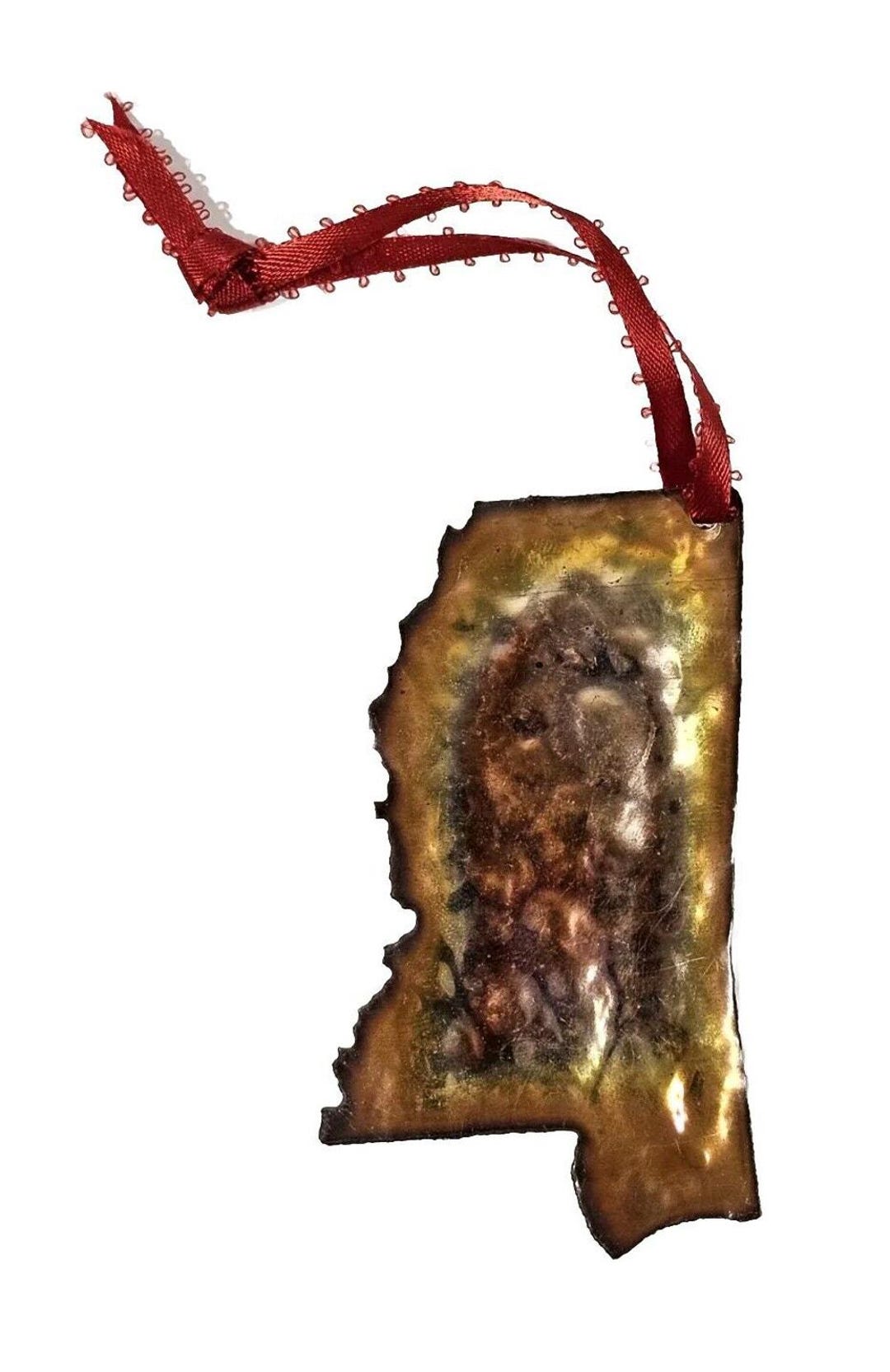 Vintage Handmade Patina Copper State of Mississippi Shaped Ornament ...