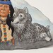 11 Vintage Ceramic Bisque Arrowhead Hand Painted Native American Wolves ...