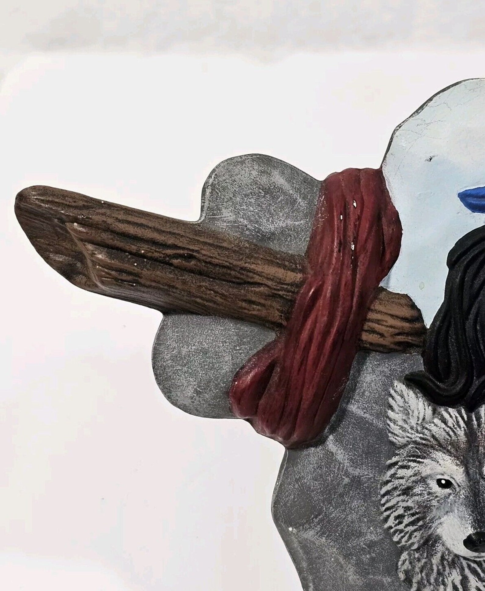 11 Vintage Ceramic Bisque Arrowhead Hand Painted Native American Wolves ...