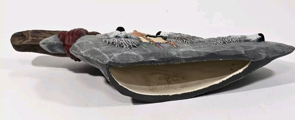 11 Vintage Ceramic Bisque Arrowhead Hand Painted Native American Wolves ...