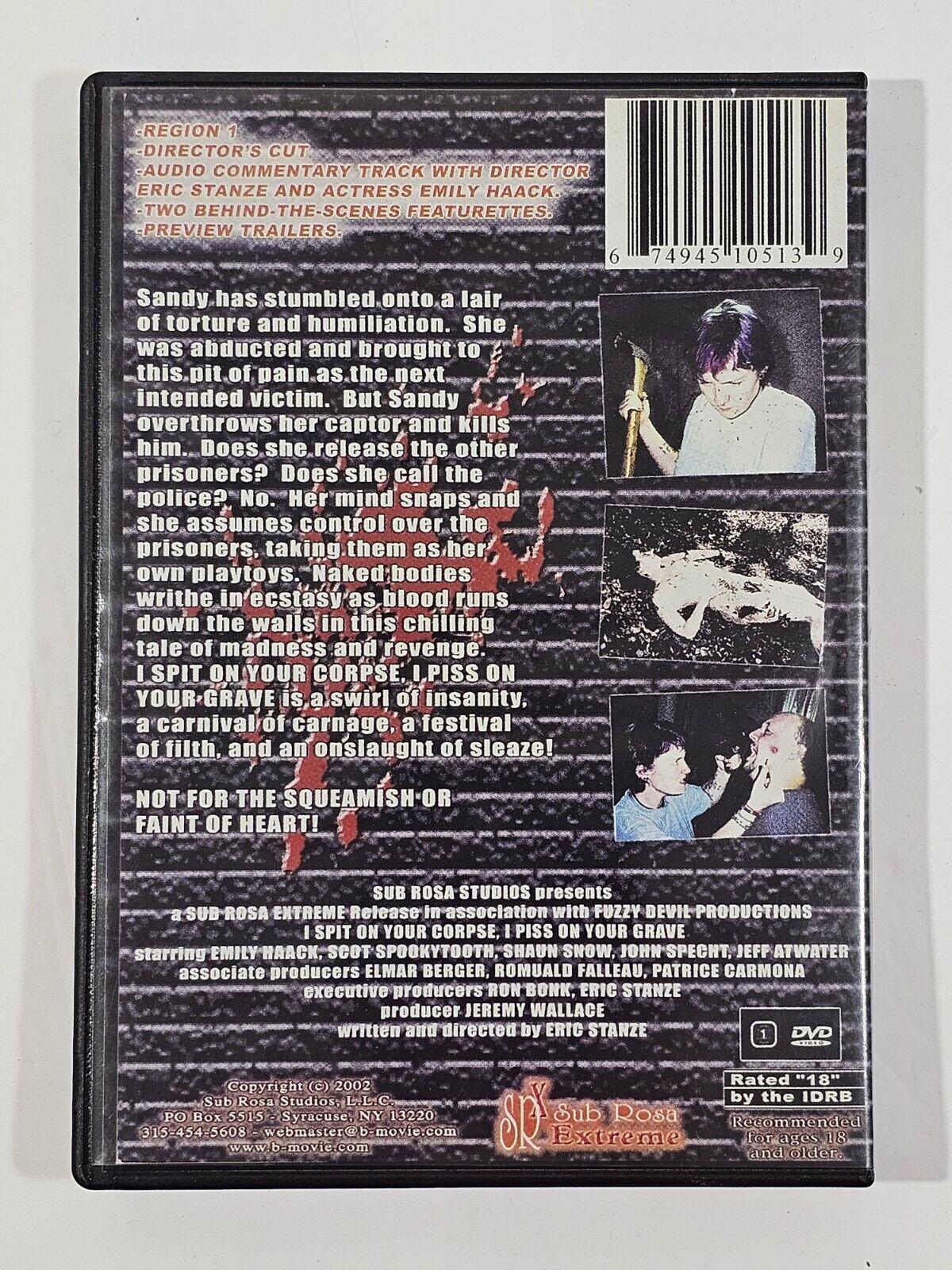 I Spit on Your Corpse I Piss on Your Grave DVD Region 1 Cult Film Eric Stanze - Etsy
