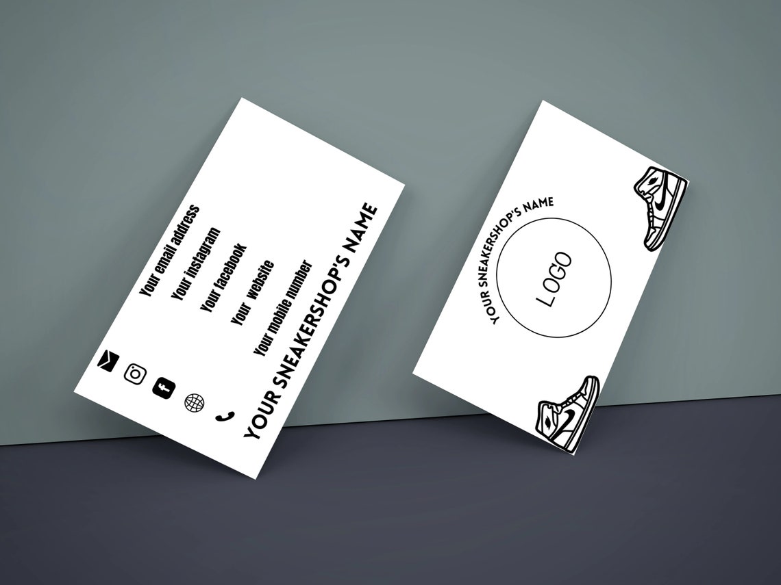 Black-white Sneaker Business Card for Sellers/ Resellers - Etsy