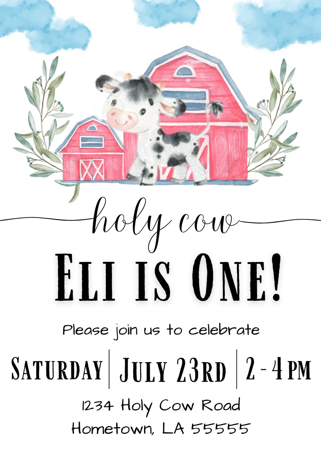 Holy Cow Birthday, Cow, Barn - Etsy