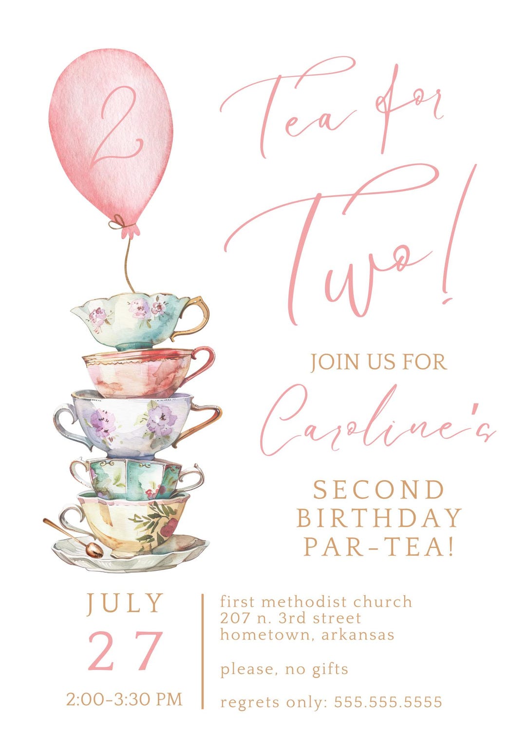 Tea for Two Birthday Invitation - Etsy