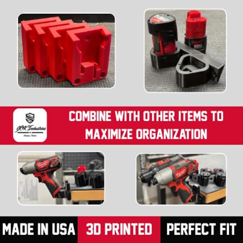 Milwaukee M18 Battery Holder-3d Printed Wall Mount Battery Holder-milwaukee Tools-mens Gift ...