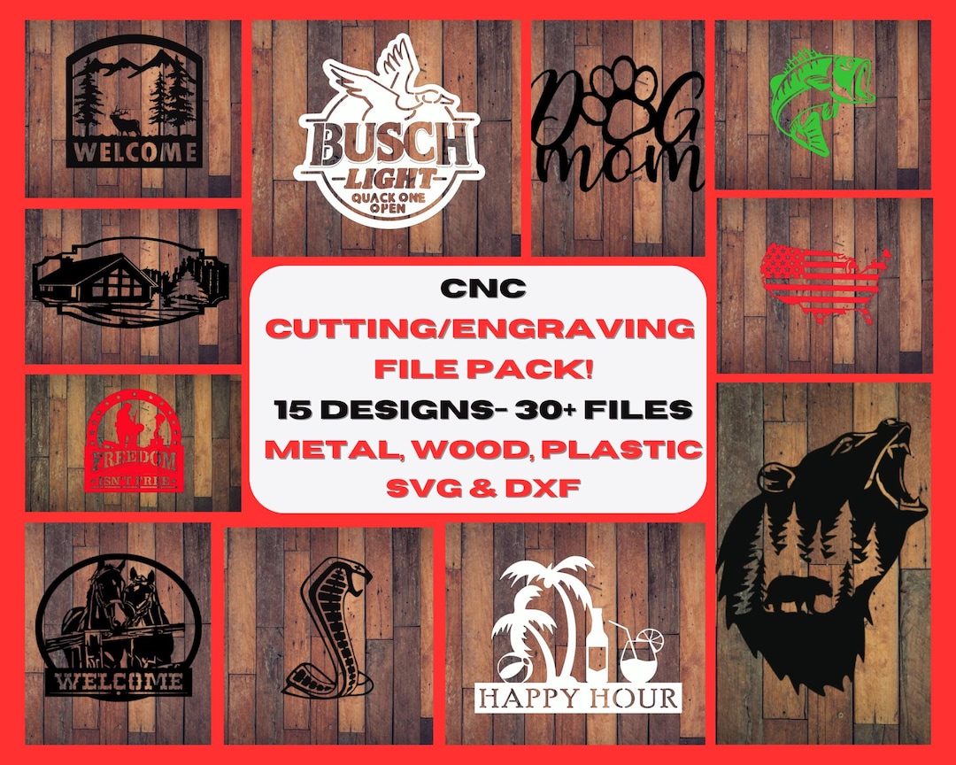 CNC Plasma Cutting File Pack - 15 Customizable Designs (SVG, DXF ...