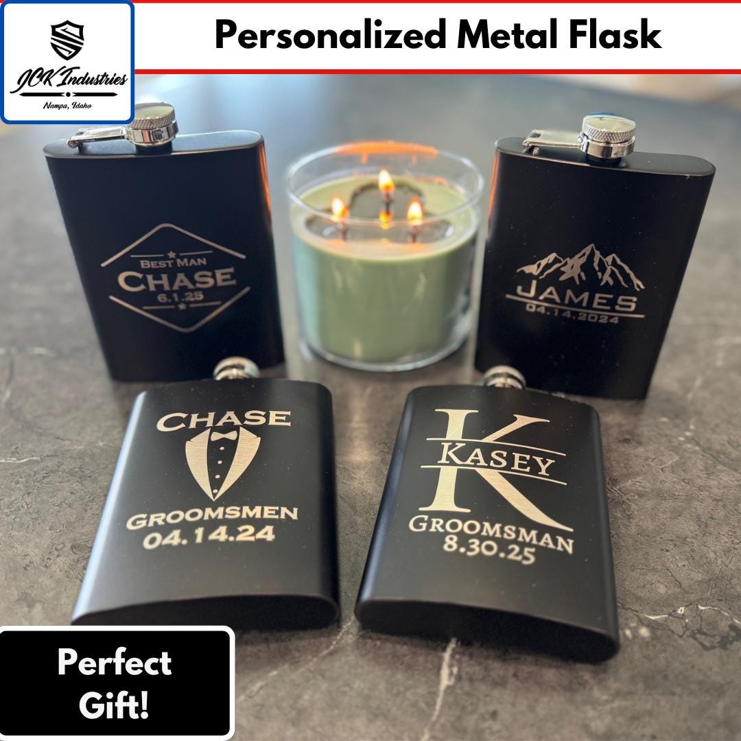 Custom Flask Laser Engraved-personalized Groomsmen Gift, Bachelor Party ...