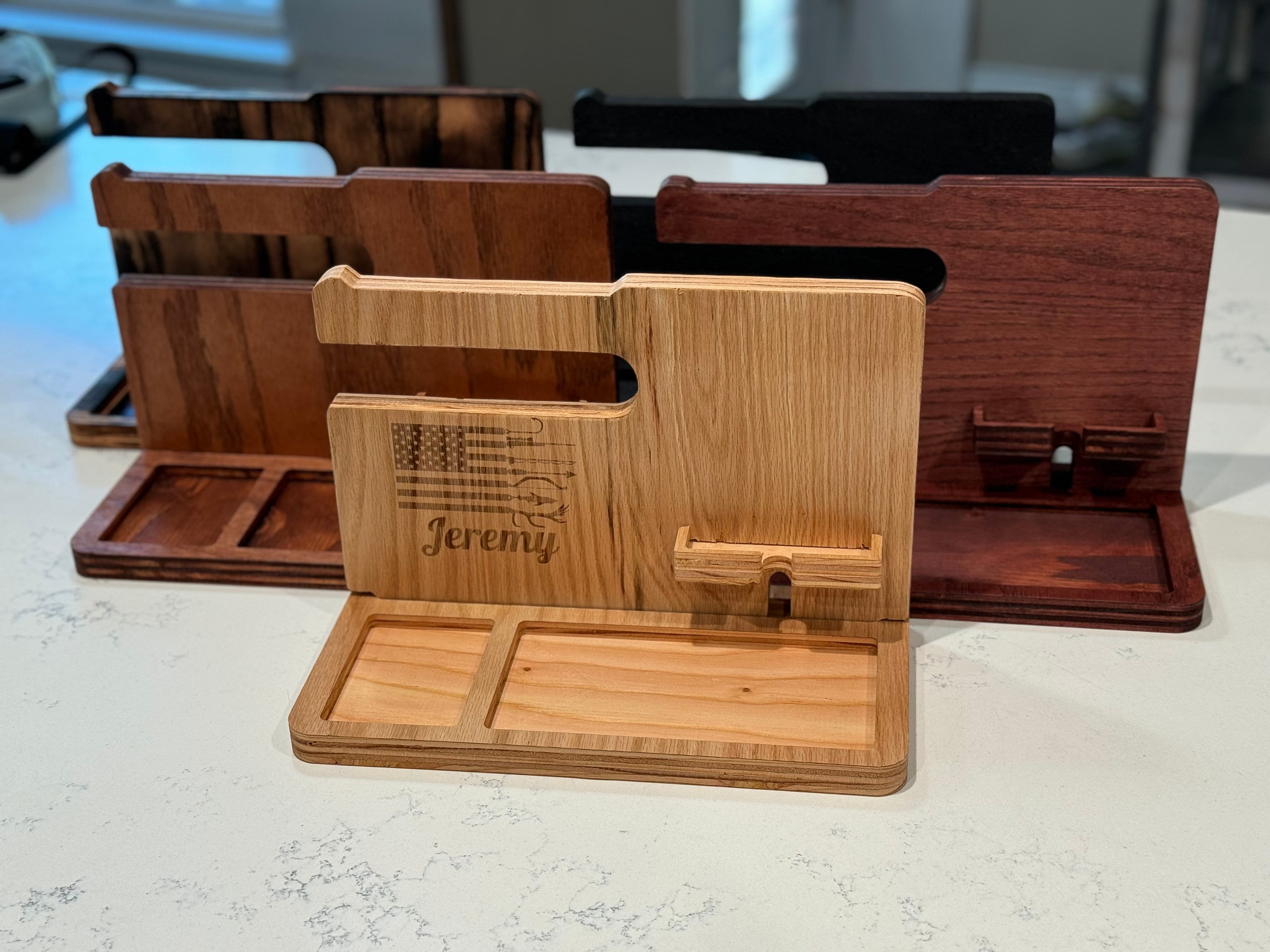 Personalized Wood Docking Station – Phone Charger, Nightstand Organizer ...