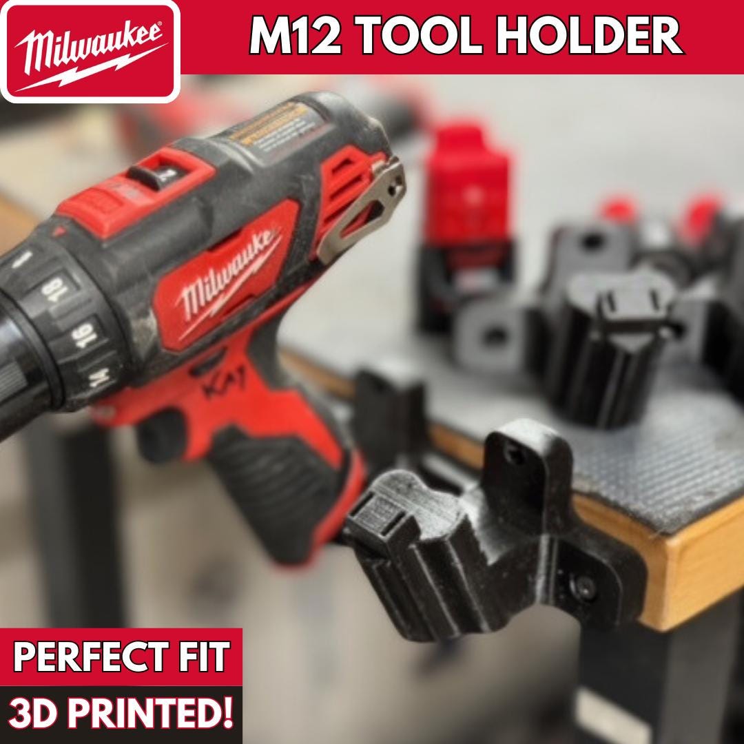 Milwaukee M12 Tool Mount- 3D Printed Wall Mount Tool Mount- Garage ...