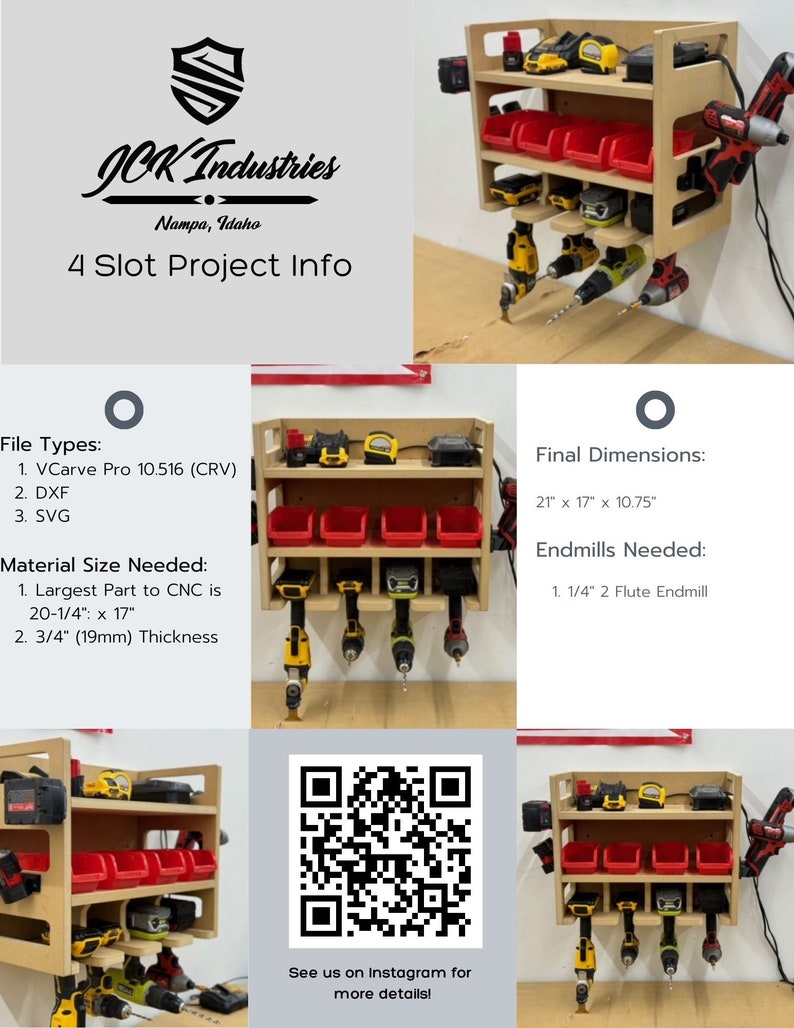 4 Slot Drill and Tool Holder Cnc Files-cnc Router Files-power Tool ...