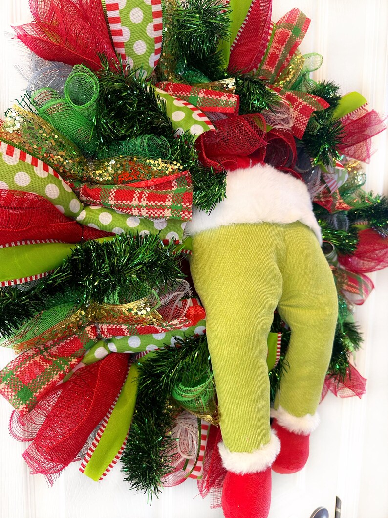 Grinch Wreath, Grinch Butt, Christmas Wreath, Holiday Wreath, Door ...