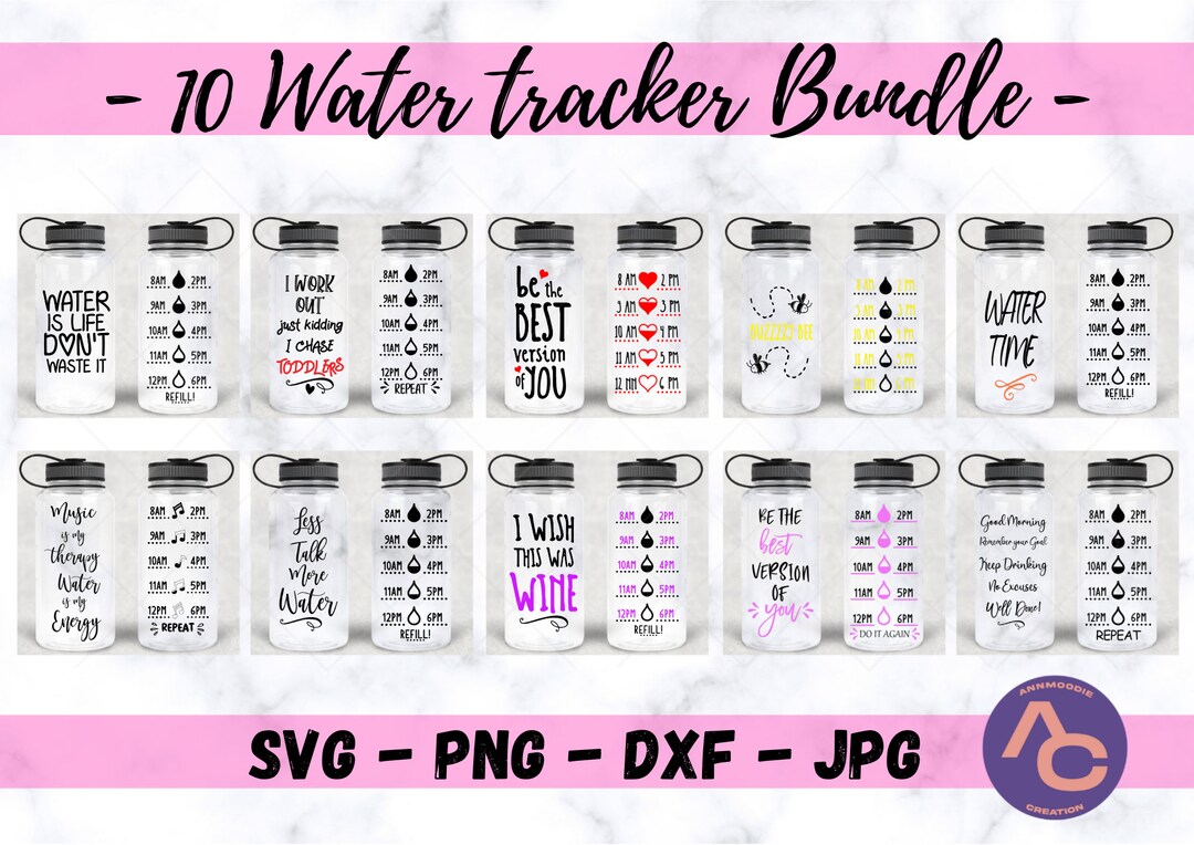 Water Tracker Svg Bundle, Water Tracker Svg, Gym Bottle Svg ...