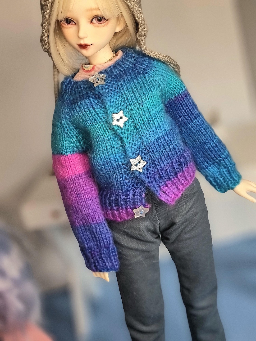 Cardigan Sweater for BJD Hand Knit MSD 1/4 Doll Top Cute - Etsy