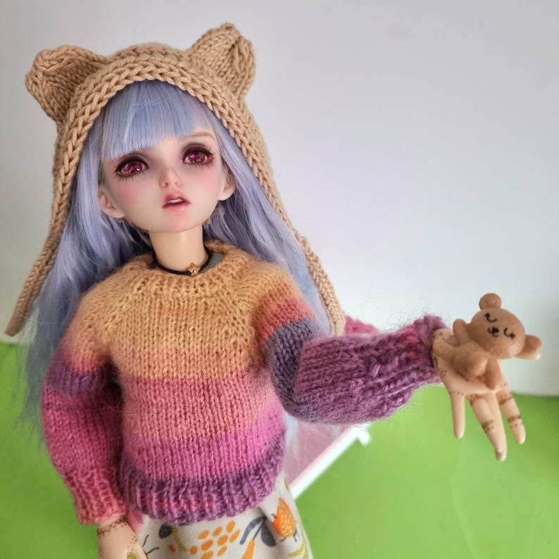 Cute Ear Bonnet for BJD Wool Hand Knit MSD Minifee Hat Cute - Etsy