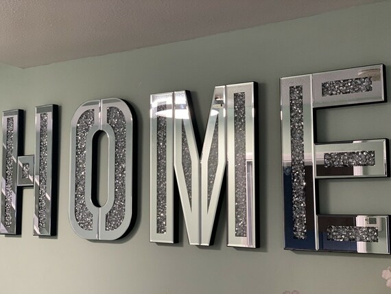 Crushed Diamond HOME Letters Crystal Filled Luxury Wall Art - Etsy