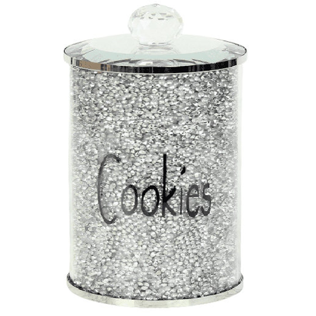 Sparkly Crushed Diamond Cookies Jar Crystal Filled Holder Kitchen Bling ...