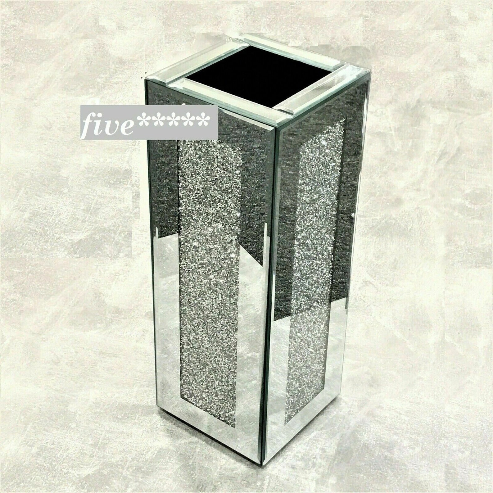 Mirror Glass Square Flower Vase in Silver Crushed Diamond - Etsy