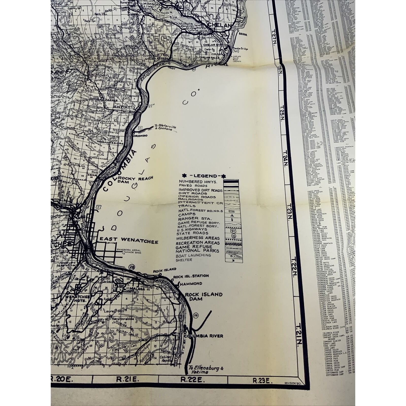 Metsker's Map Chelan County Washington 1980s the Sportsmen's Pocket ...