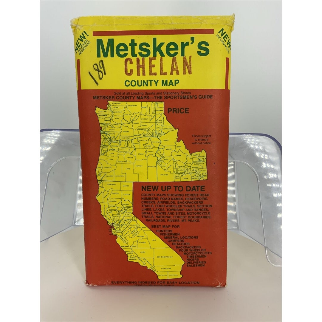 Metsker's Map Chelan County Washington 1980s the Sportsmen's Pocket ...