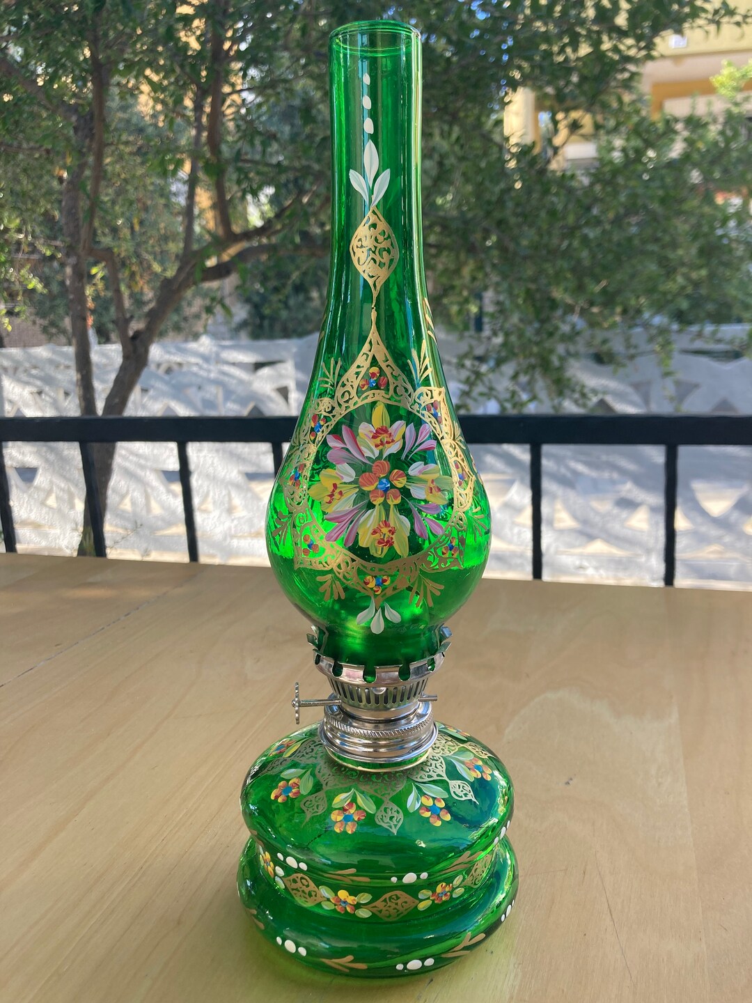 Decorative Oil Lamp, Kerosene Lamp With Handicraft Art, Green Color - Etsy