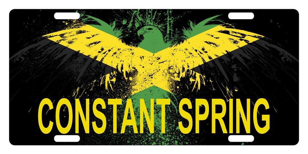 Jamaica Flag License Plate Jamaican Eagle Emblem Constant - Etsy