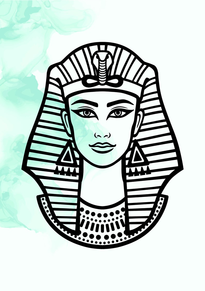 Queen Cleopatra, Egyptian Goddess "tattoo, Cartoon Stencil for Cricut ...