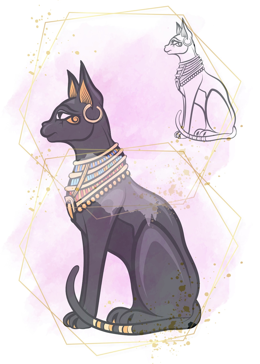 Ancient Egypt Element Colored, Egyptian Cat, Ancient Egypt Vector ...