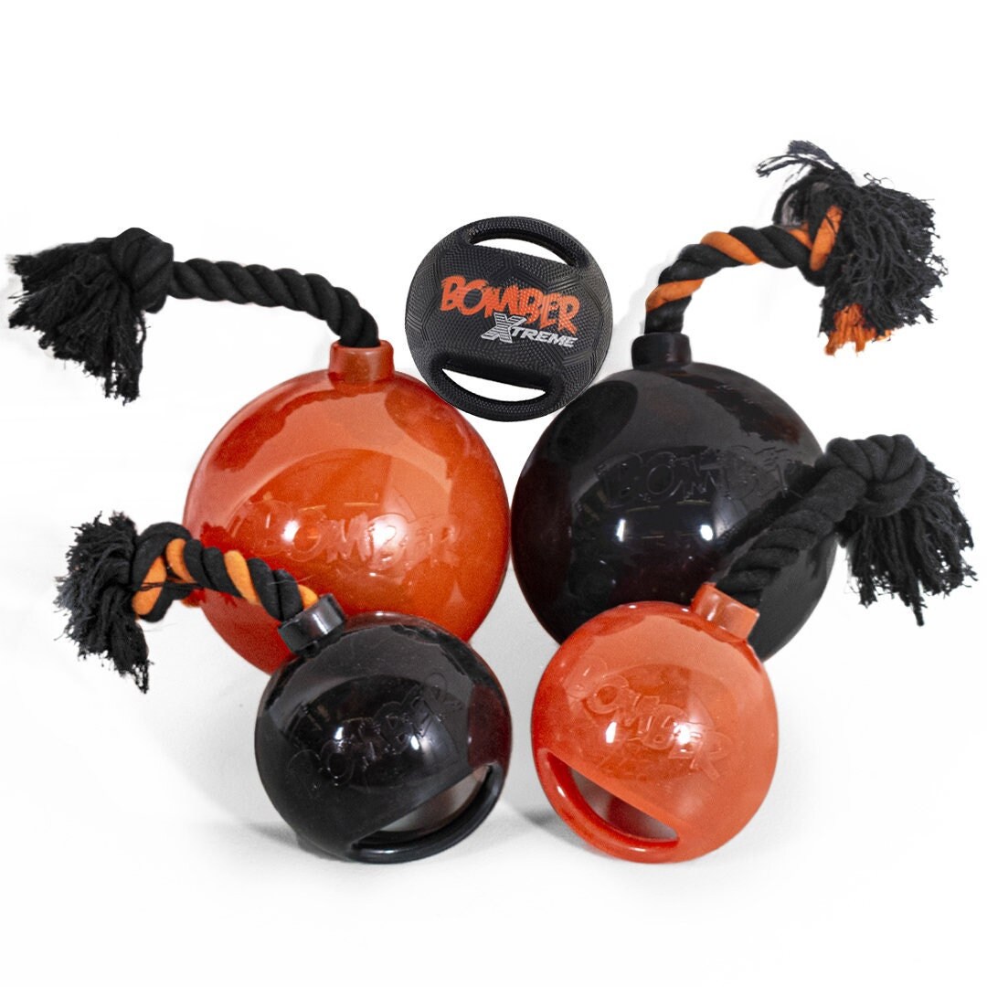 Indestructible Dog Ball Bomber Bomb Tug Ball Toy LED Flashing Black ...
