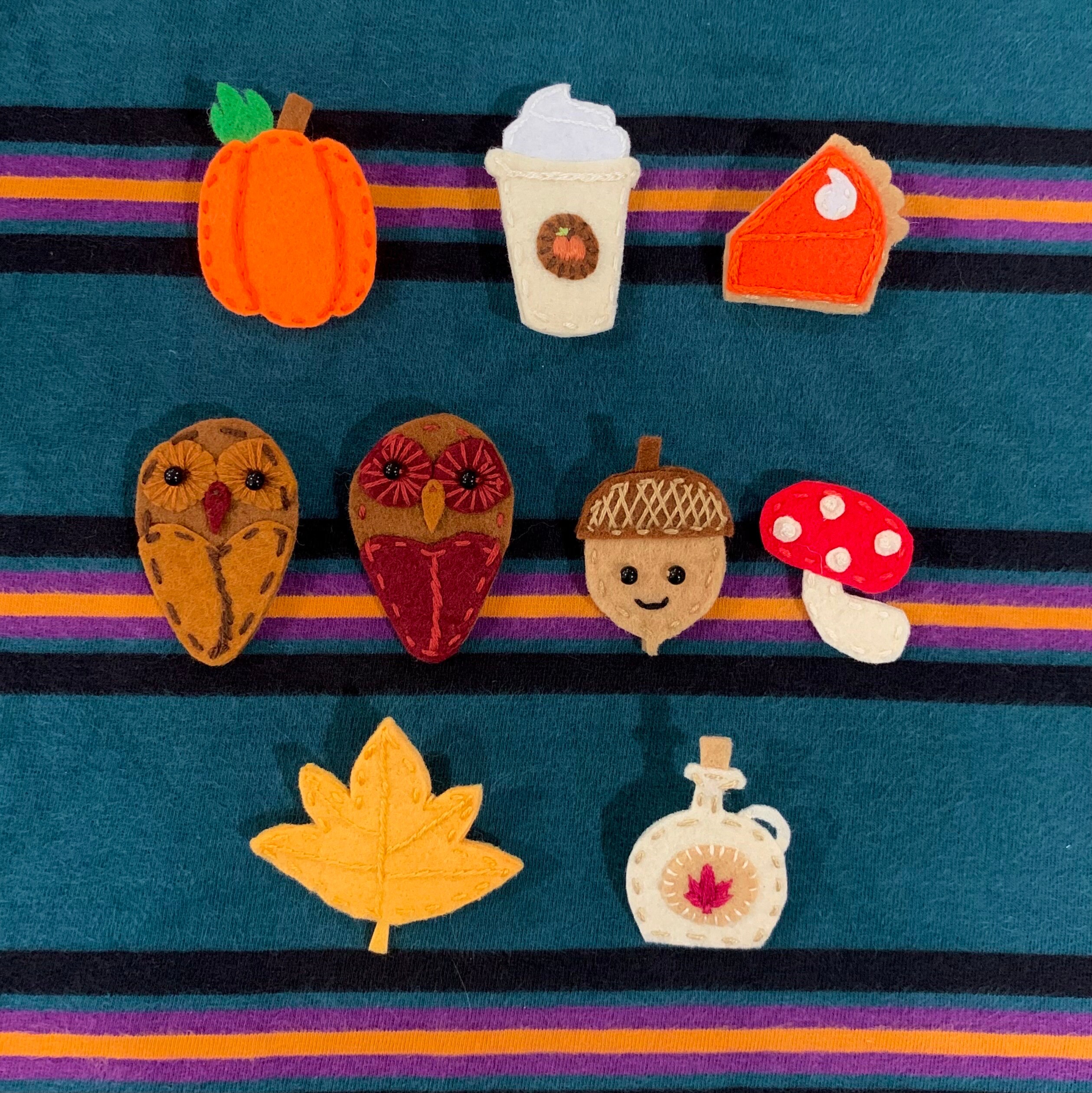 Fall Themed Felt Embroidery Pins - Etsy
