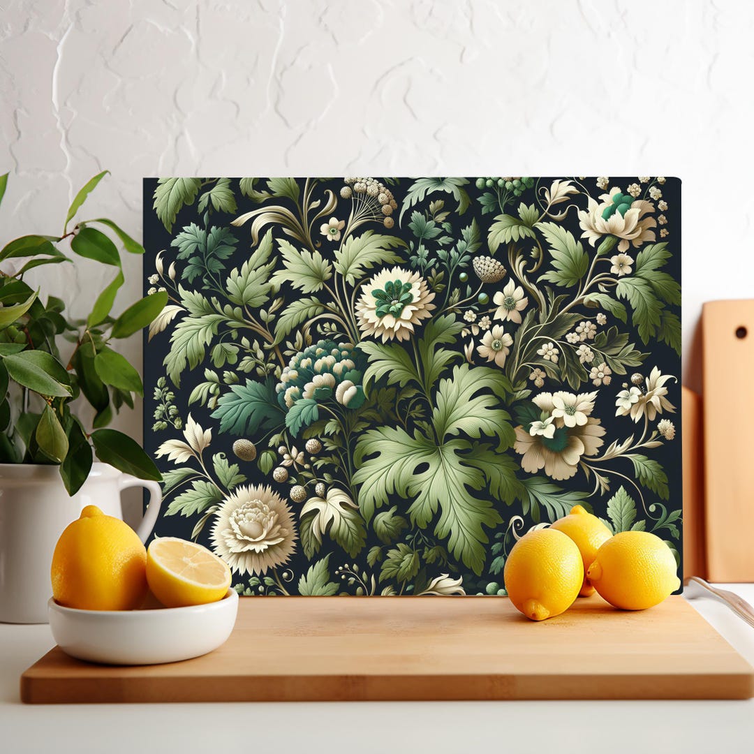Sage Cottagecore Cutting Board PNG Sublimation Design, Floral Chopping ...