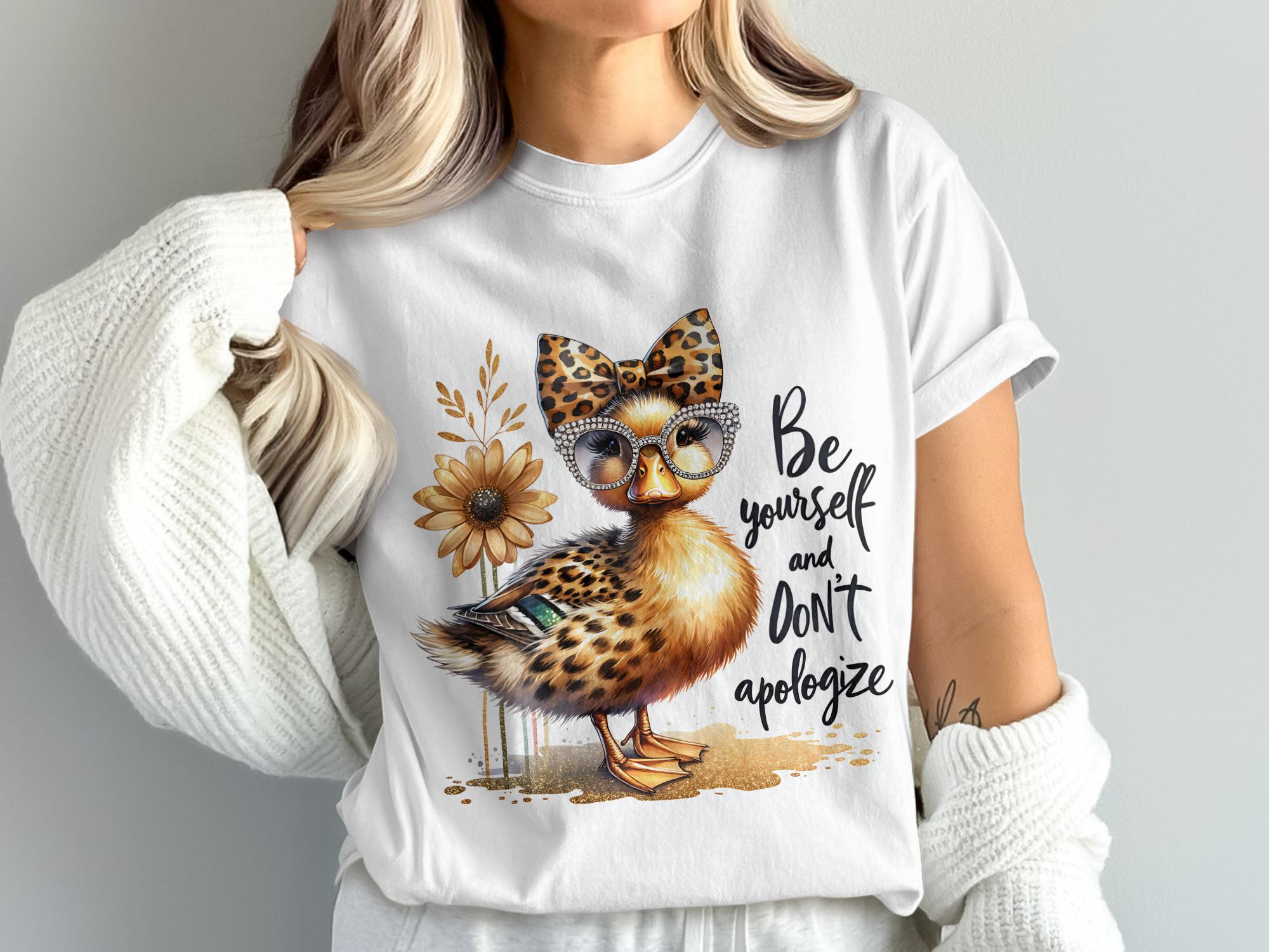 Be Yourself and Don't Apologize PNG Sassy Duck Clipart, Leopard Bow ...