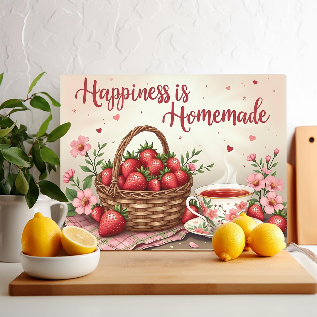 Cottagecore Strawberry Cutting Board PNG Sublimation Design, Rustic ...