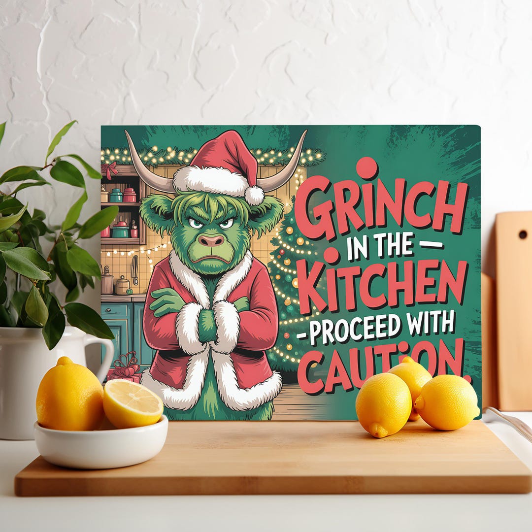 Grumpy Highland Cow Cutting Board PNG, Funny Kitchen Sublimation ...