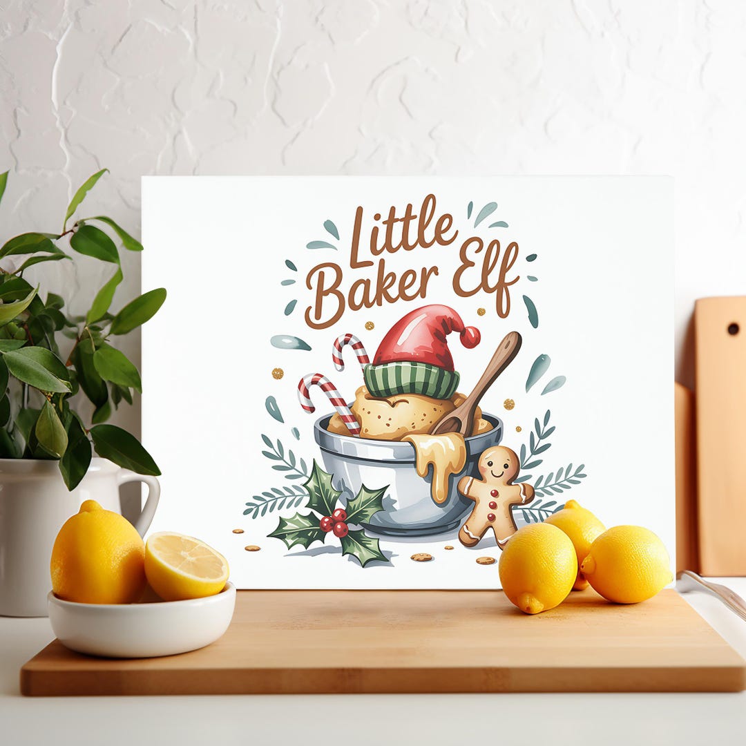 Little Baker Elf PNG Sublimation Design, Digital Chopping Board Png ...